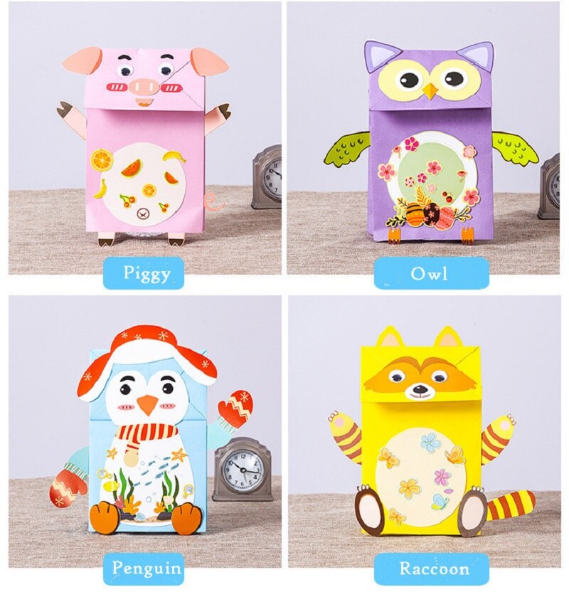 Kids DIY Cartoon Animal Paper Bag Hand Puppet Chil... – Grandado