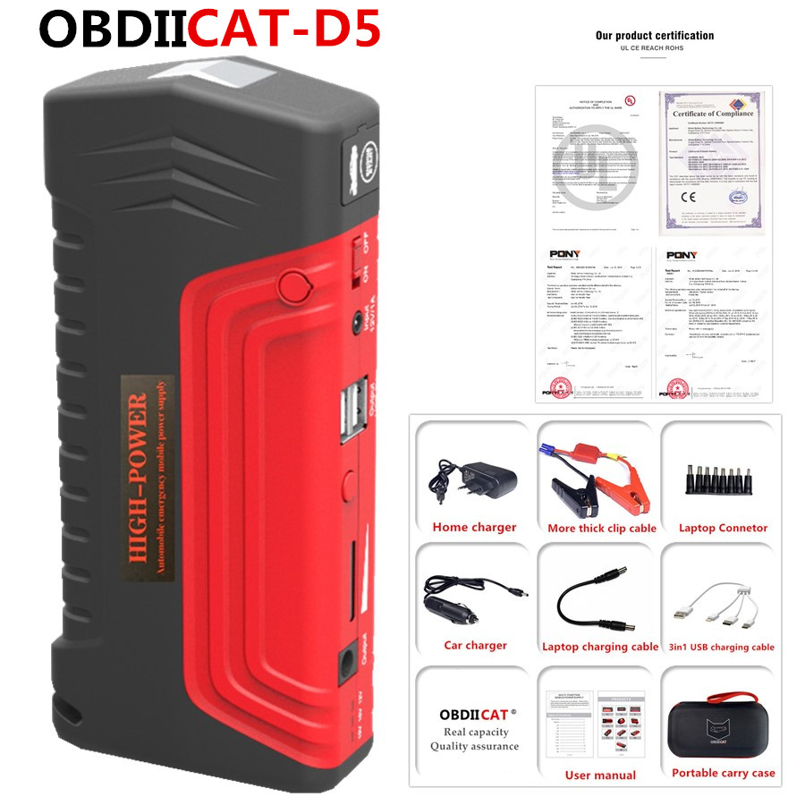 OBDIICAT-D5 12V High Power Car Jump Starter Mini P... – Grandado