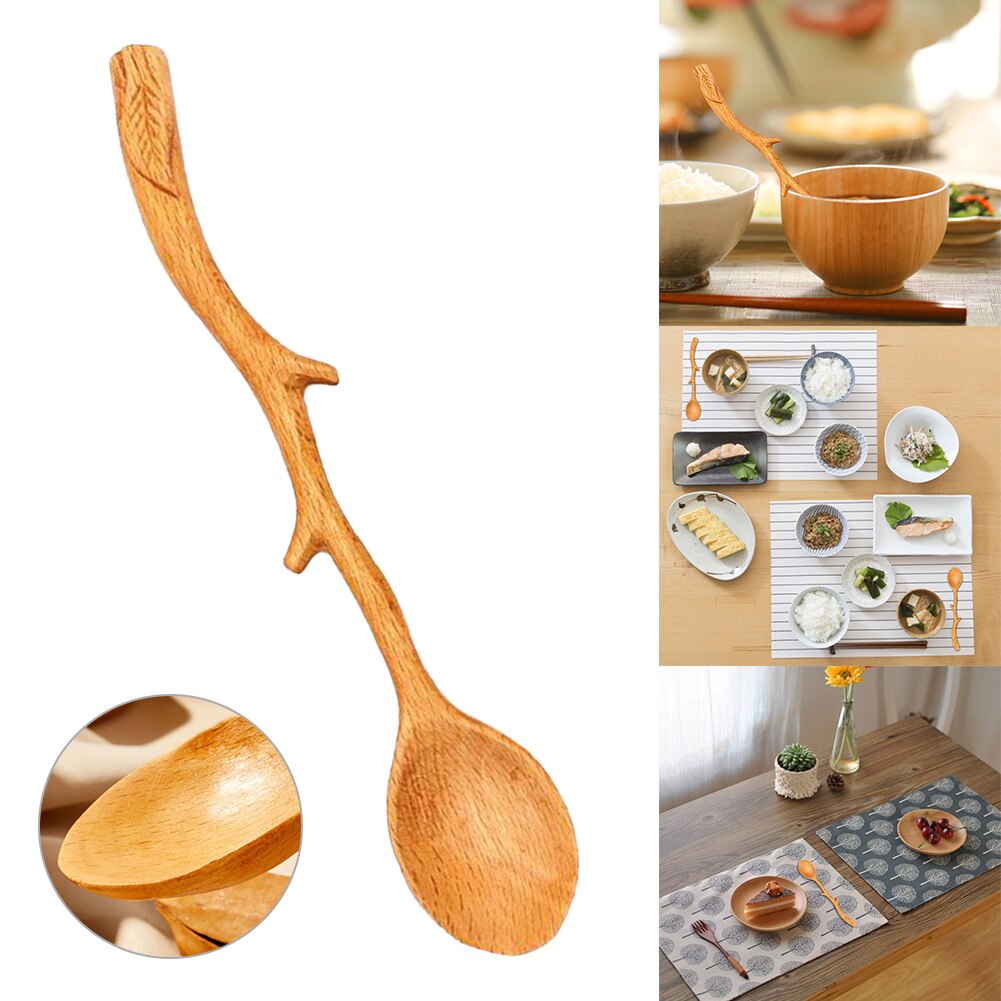 9.2 Inch Japanese Style Wooden Twig Spoon Long Han... – Vicedeal