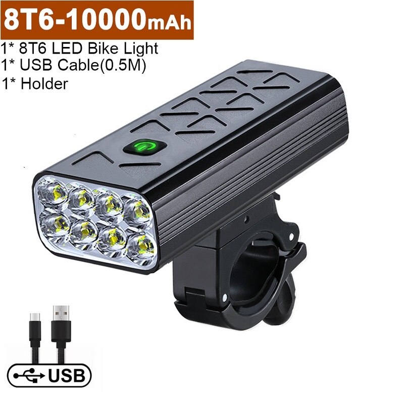 8T6 LED Fahrrad Licht USB Aufladbare 10000mAh Fahr... – Grandado