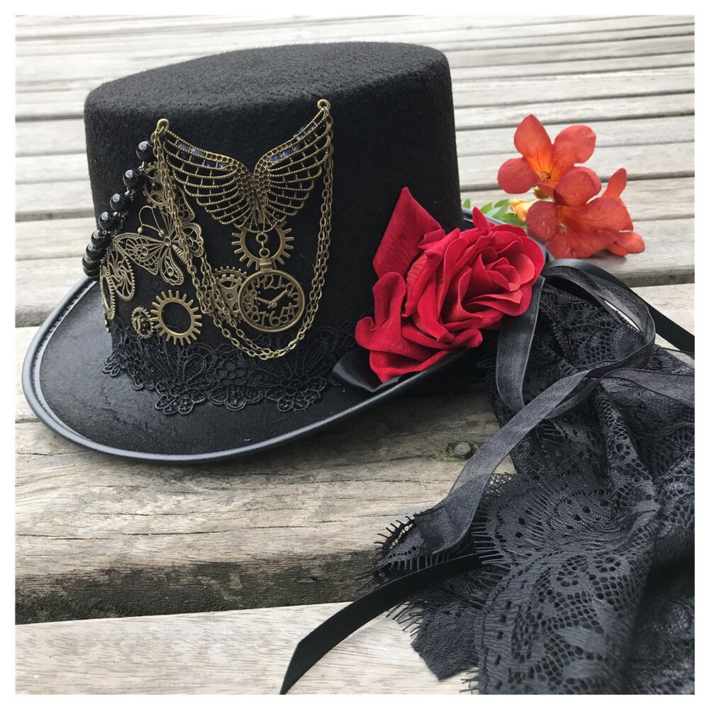 Retro Women Handmade Steampunk Top Hat With Metal ... – Grandado