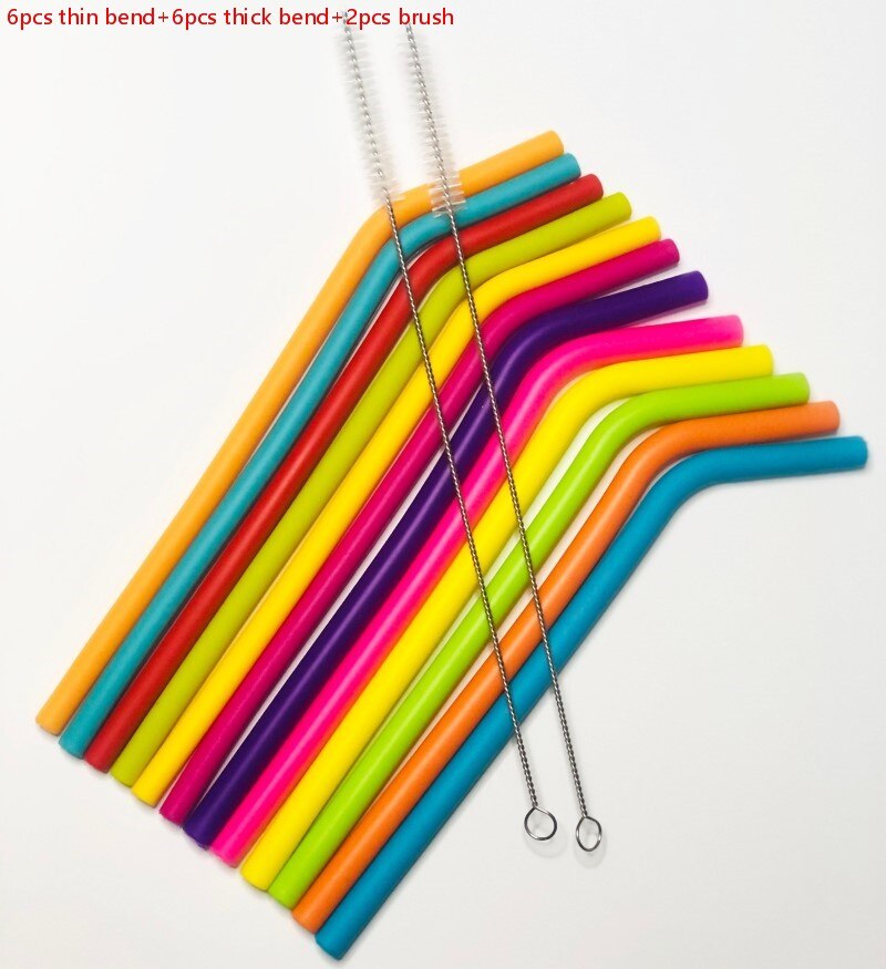 12/6pcs Reusable Silicone Drinking Straws Foldable... – Grandado