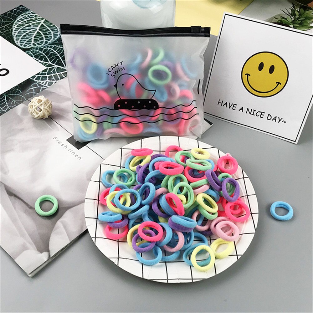 100 Stks/set Kleurrijke Elastische Haarbanden Touw... – Grandado