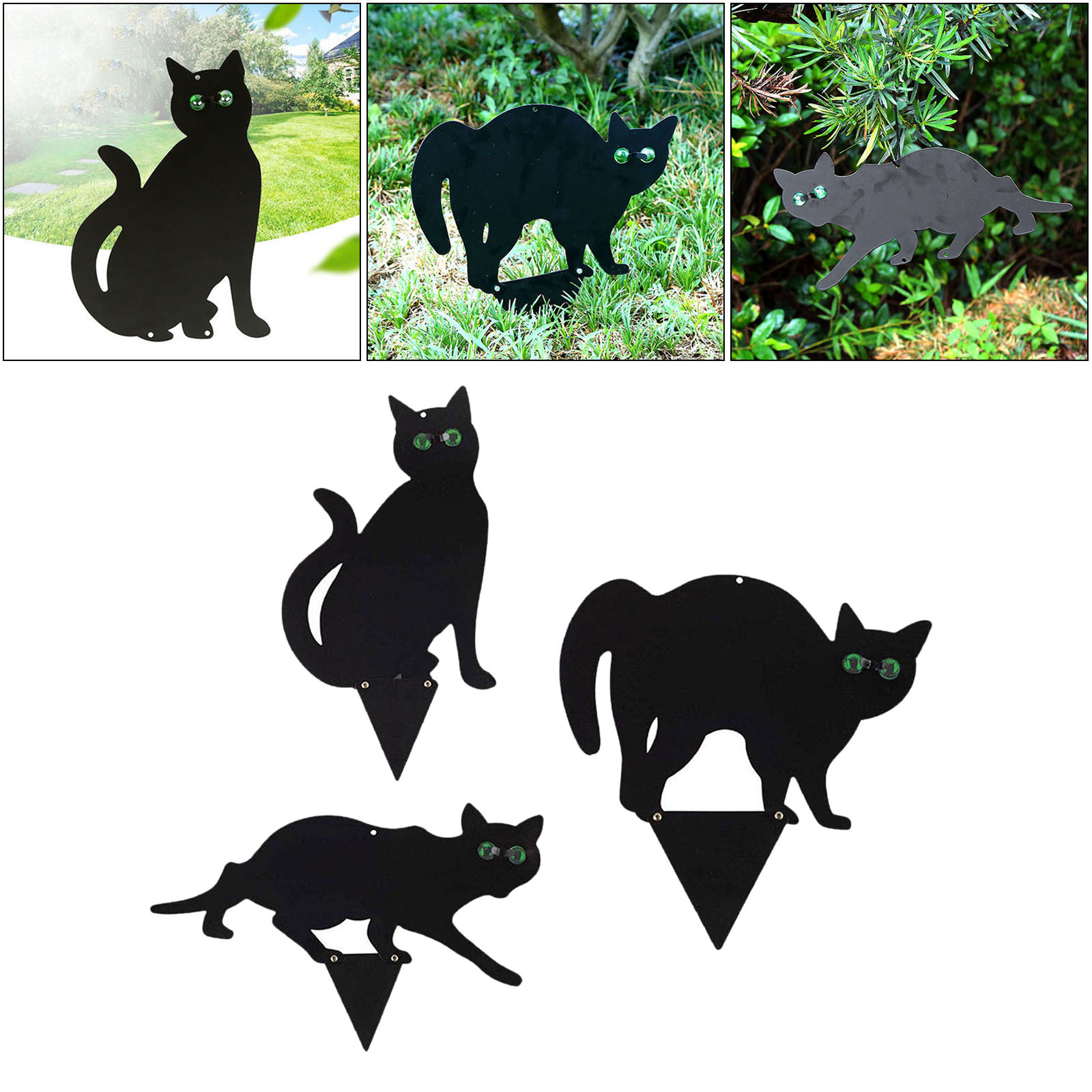 3 Pieces Iron Cat Shaped Bird Scarer Decoy Scarecr... – Grandado