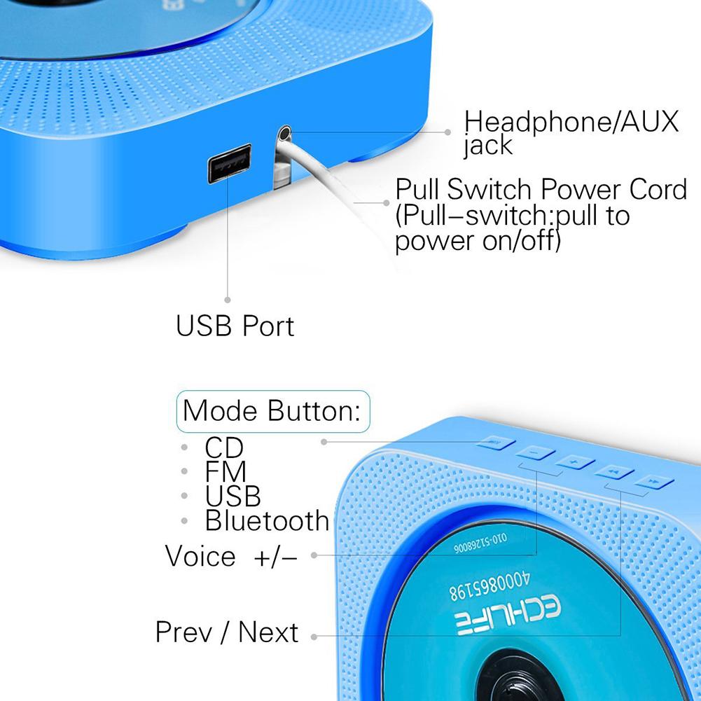 Wall Mountable CD Player Portable Bluetooth Music ... – Vicedeal