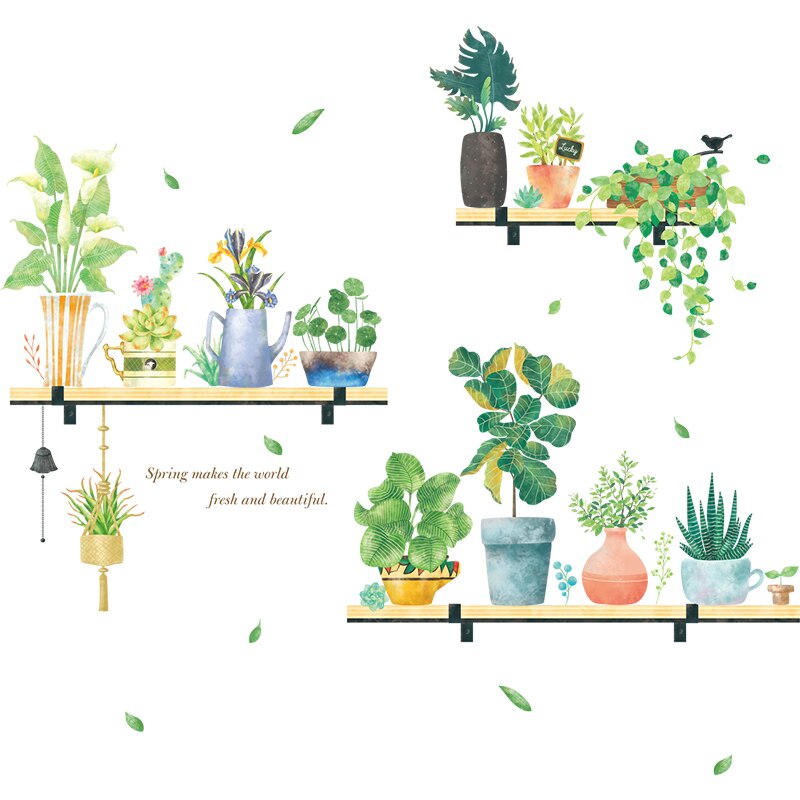 Muursticker voor een plank met verse planten voor ... – Grandado