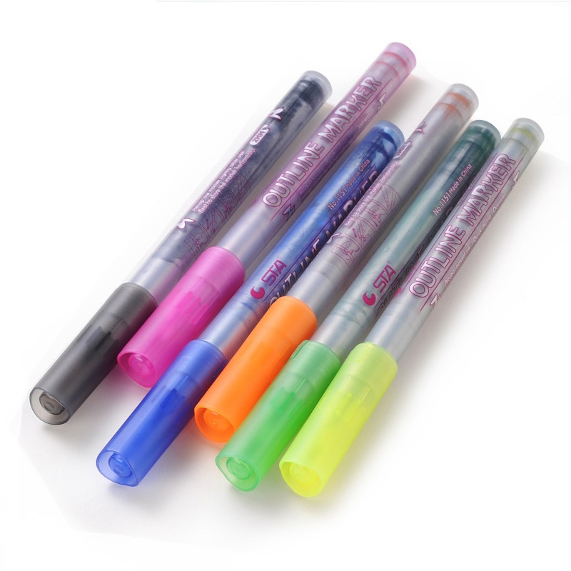 Doppel Linie Stift metallisch Farbe Magie Umriss M... – Grandado