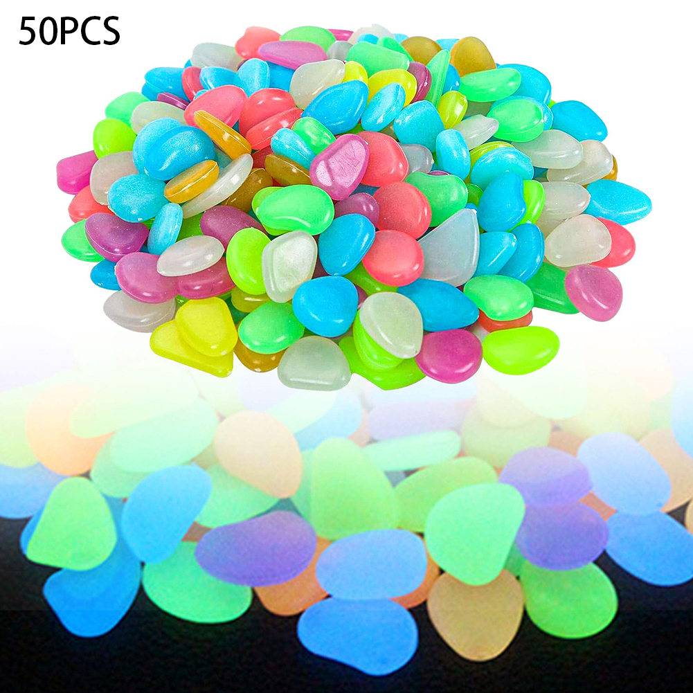 50pcs Luminous Pebbles Stone Glow In The Dark Aqua... – Grandado