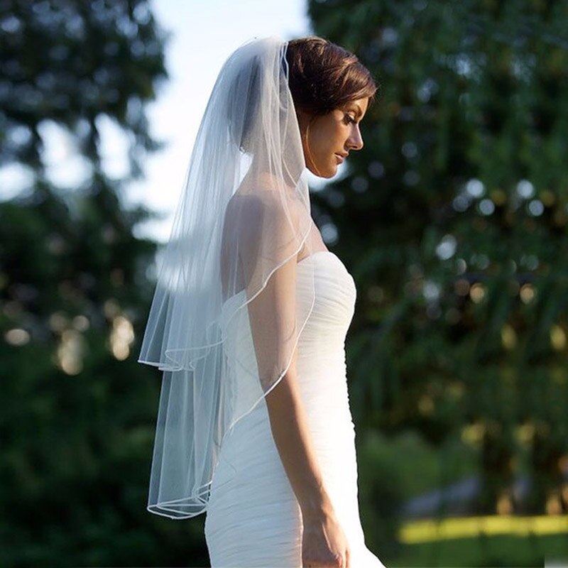 Two Layer Veil With Comb Wedding Vail Solid Color ... – Vicedeal