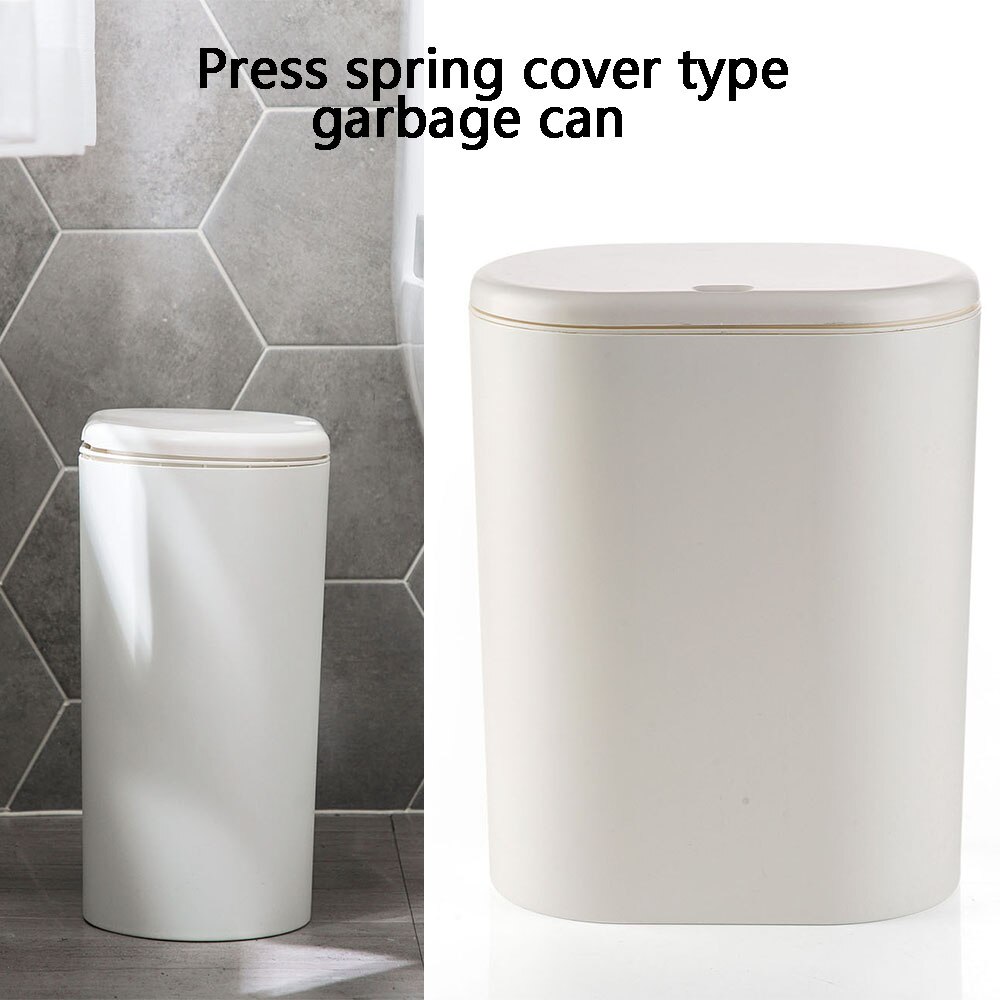 Oval Trash Can with Lid Press-type Zero Waste Bin ... – Vicedeal