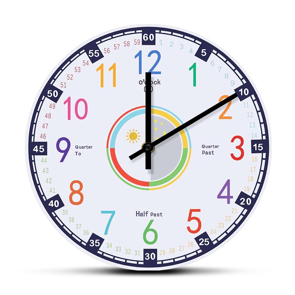 Learning Time Educational Wall Clock Kindergarden ... – Grandado