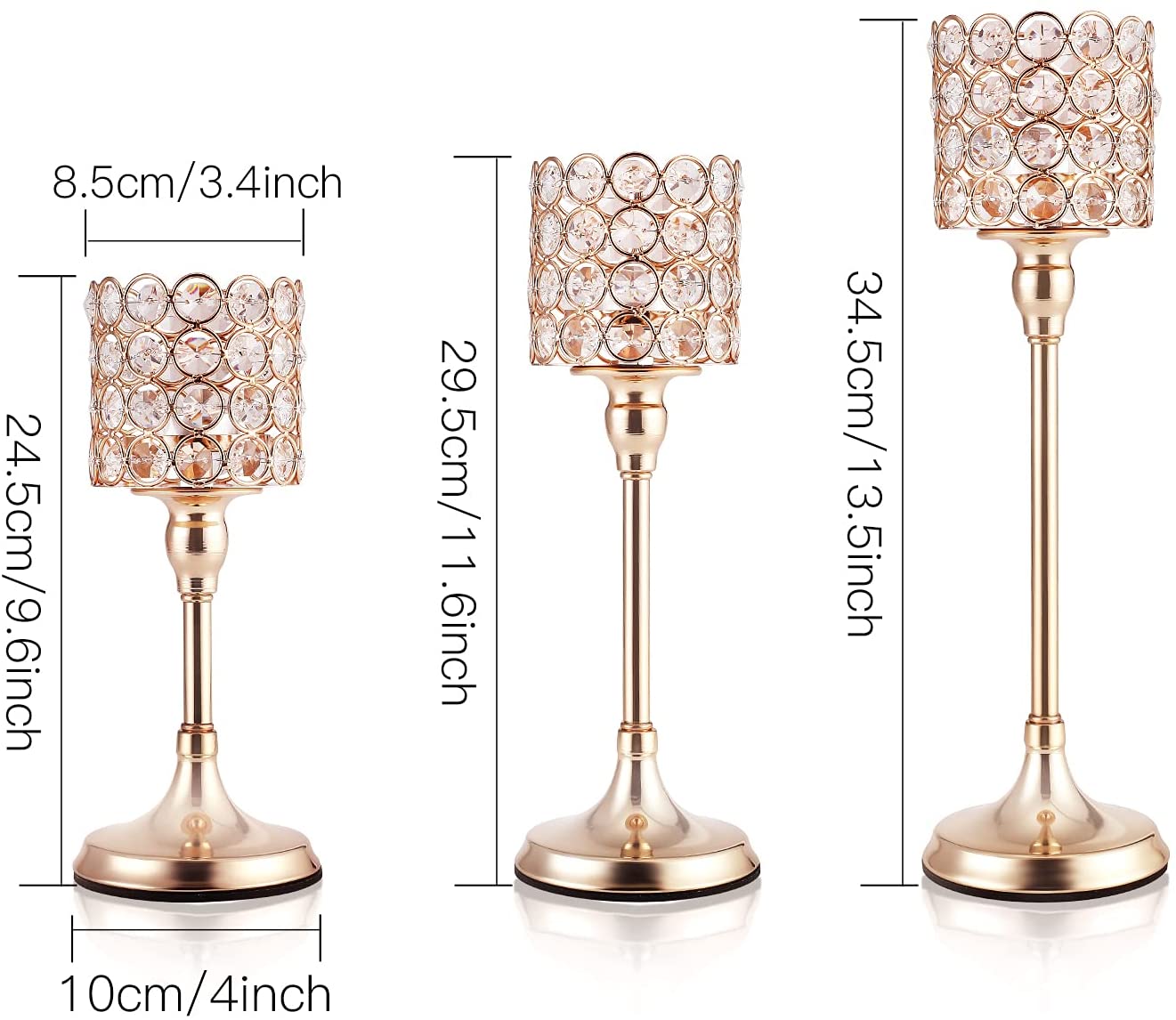 1Pcs Gold Crystal Cylinder Candle Holders Pillar C... – Vicedeal