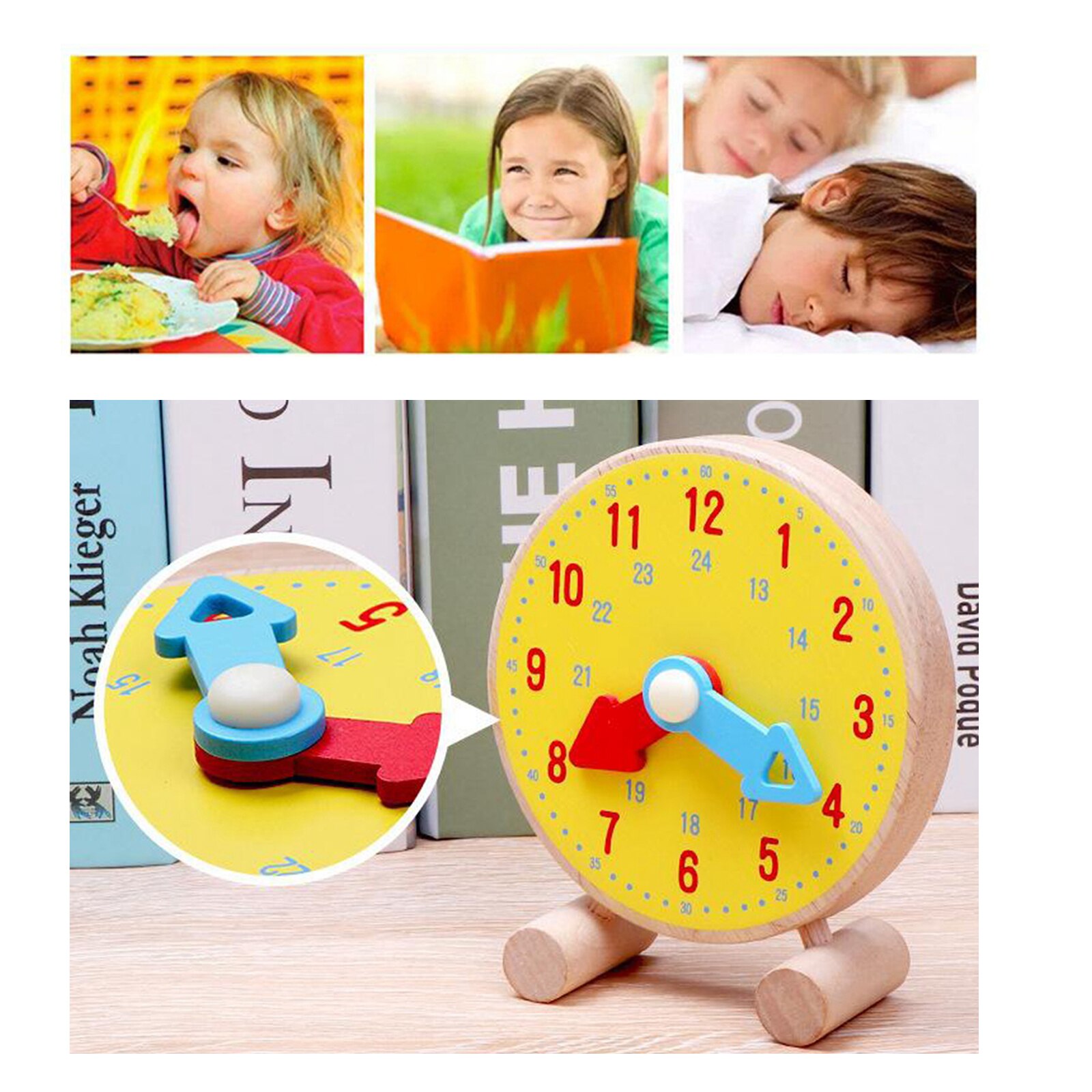 Wooden Teaching Clock Learn To Tell the Time Clock... – Grandado