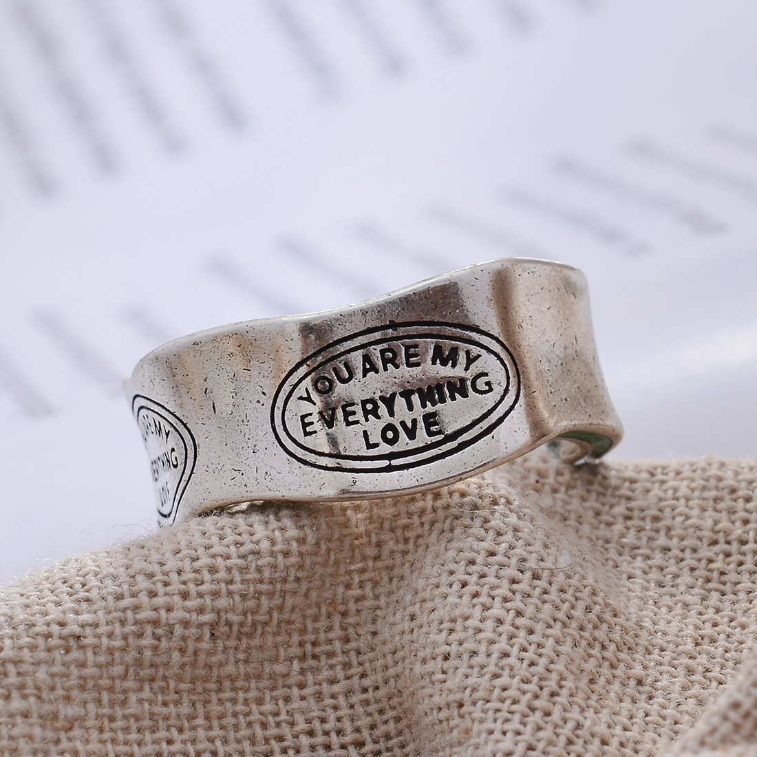 Letter Carving Green Stripe Retro Thai Silver Fema... – Grandado