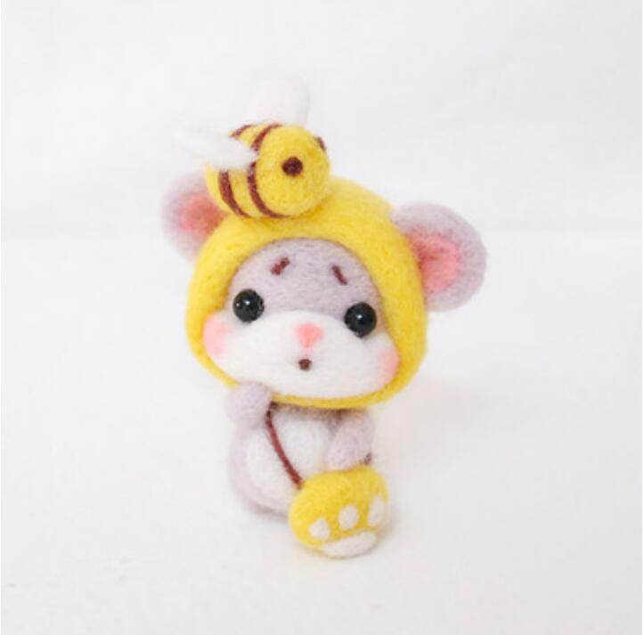 Little mouse wool needlepoint kit wool felt needle... – Vicedeal