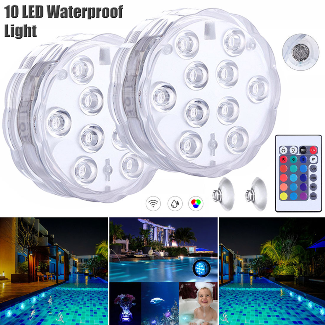 13 Led Rgb Submersible Licht Met Magneet Zuig Onde... – Vicedeal