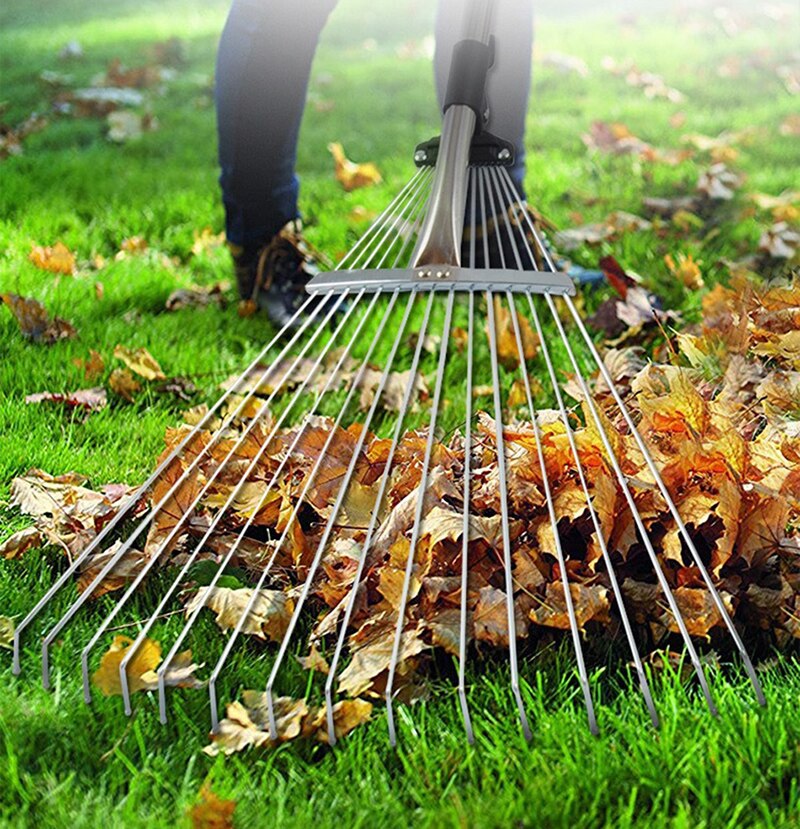 Adjustable 15 Teeth Steel Wire Garden Lawn Rake Ag... – Grandado