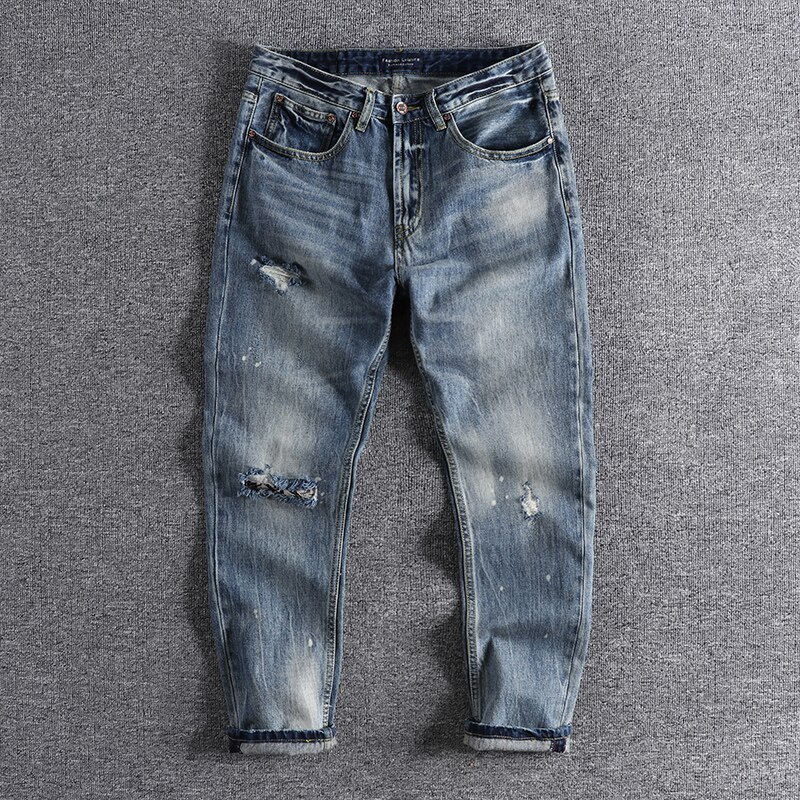 neue bettler loch dünne jeans männer der farbe pun... – Vicedeal