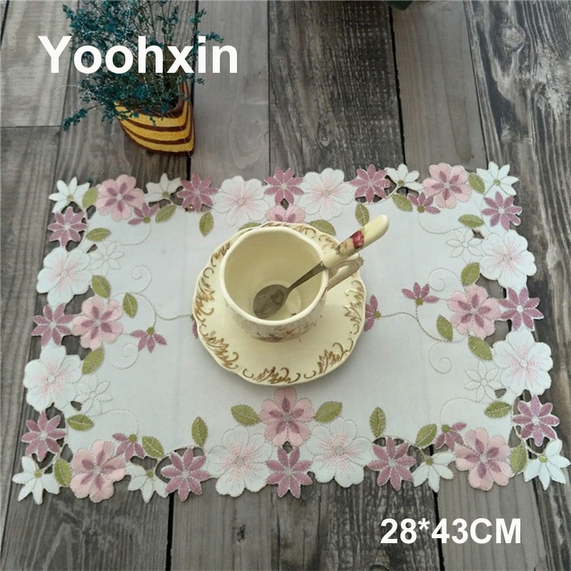 Modern Table Place Mat Pad Cloth Embroidery Cup Mu... – Grandado