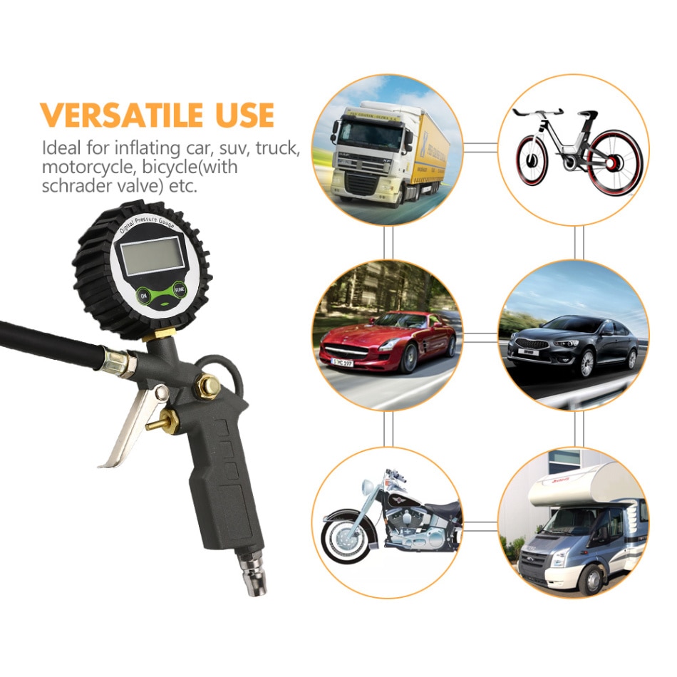 250PSI Air Chuck Digitale Air Tire Inflator Met Manometer Lcd Display ...