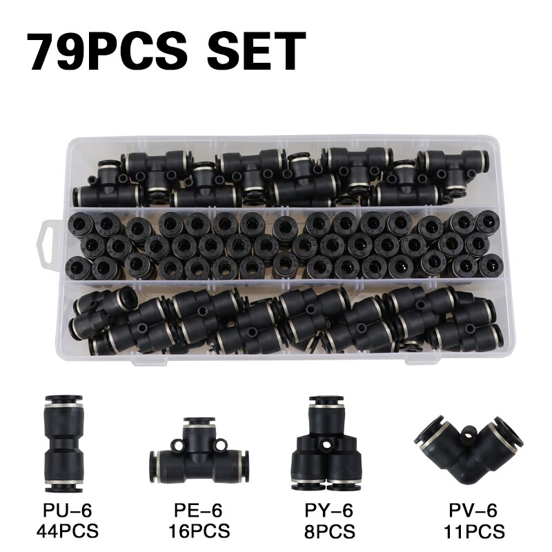 79PCS Pneumatic Fittings PY/PU/PE/PV Water Pipes P... – Grandado