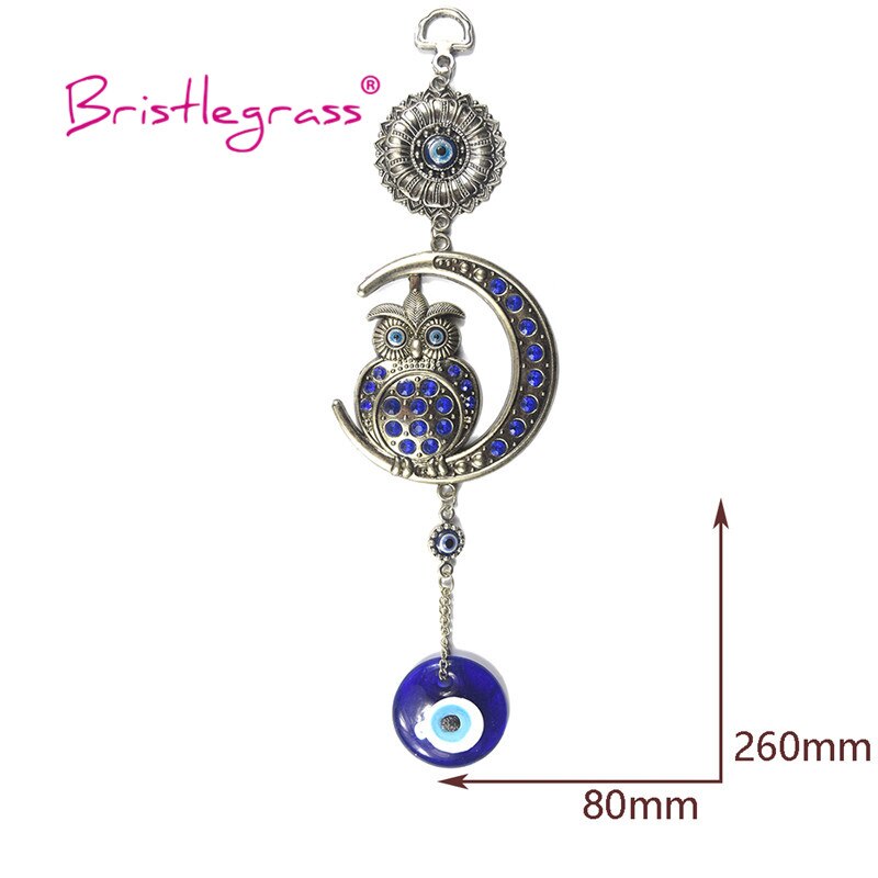 BRISTLEGRASS Turkish Blue Evil Eye Moon Owl Amulet... – Grandado