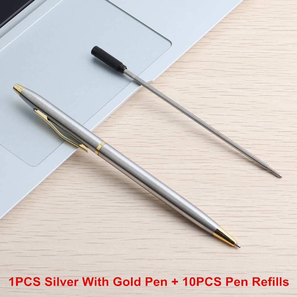 2/11 PCS Ballpoint Pen Full Metal Silver Color Bal... – Grandado