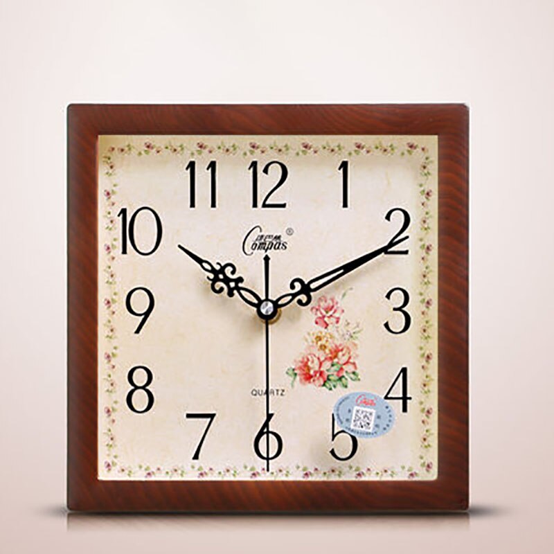 Square Wall Clock Wooden Wall Watch Quartz Pow Pat... – Grandado