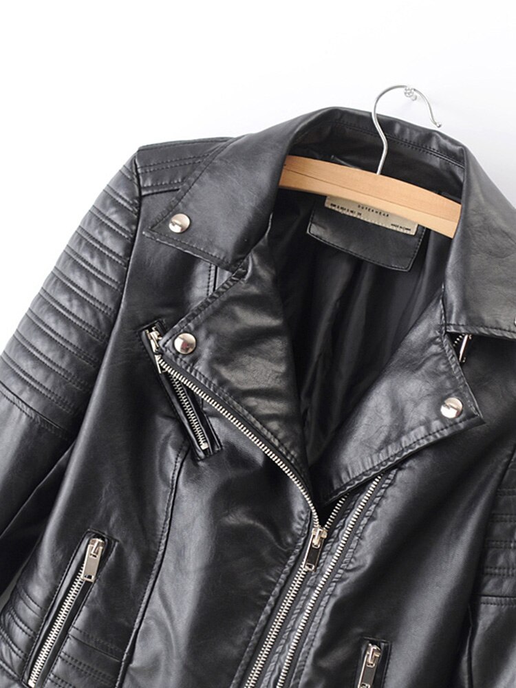 FTLZZ Women Smooth Motorcycle Faux Leather Jackets... – Grandado