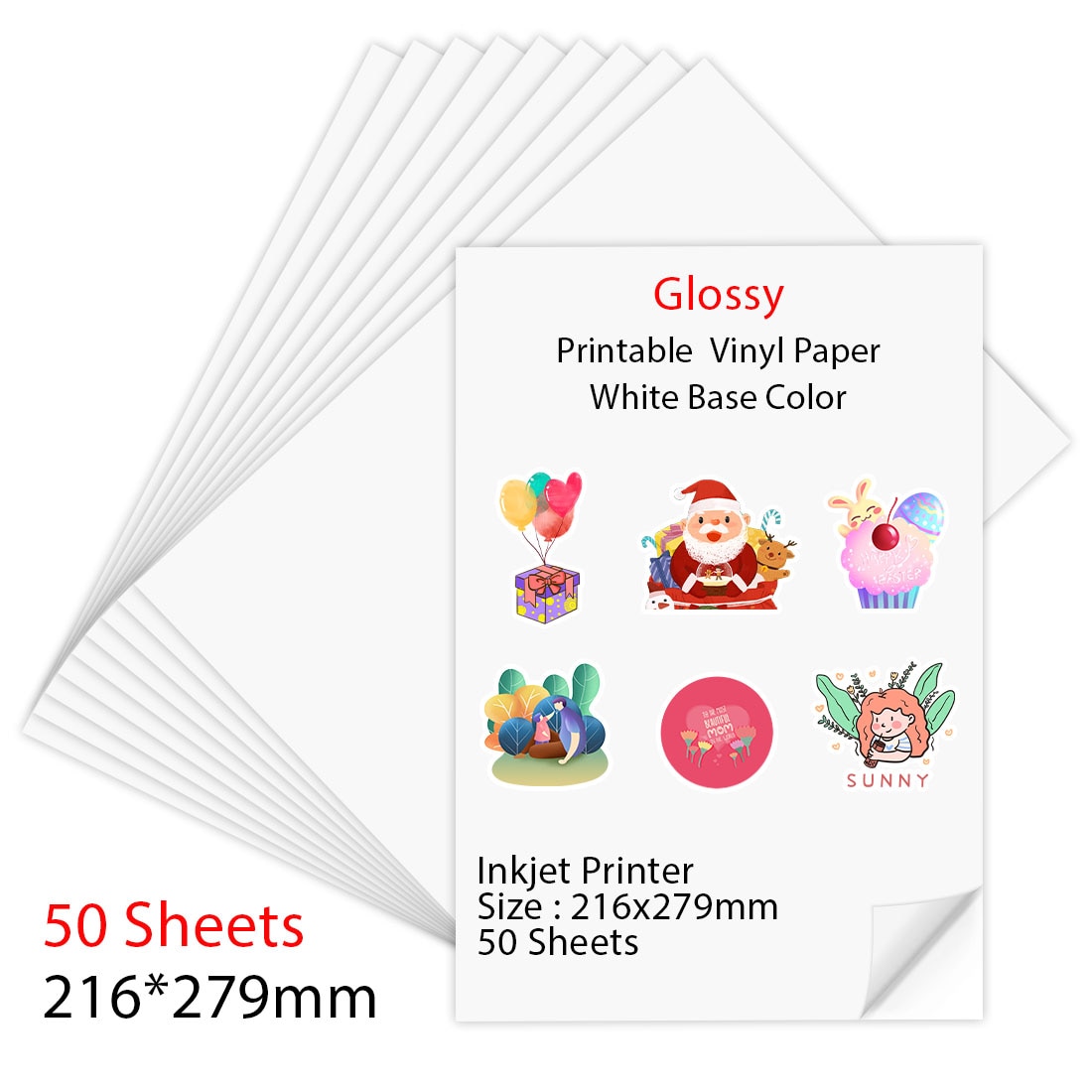 50 Vellen 216*279Mm Printable Vinyl Sticker Papier... – Grandado