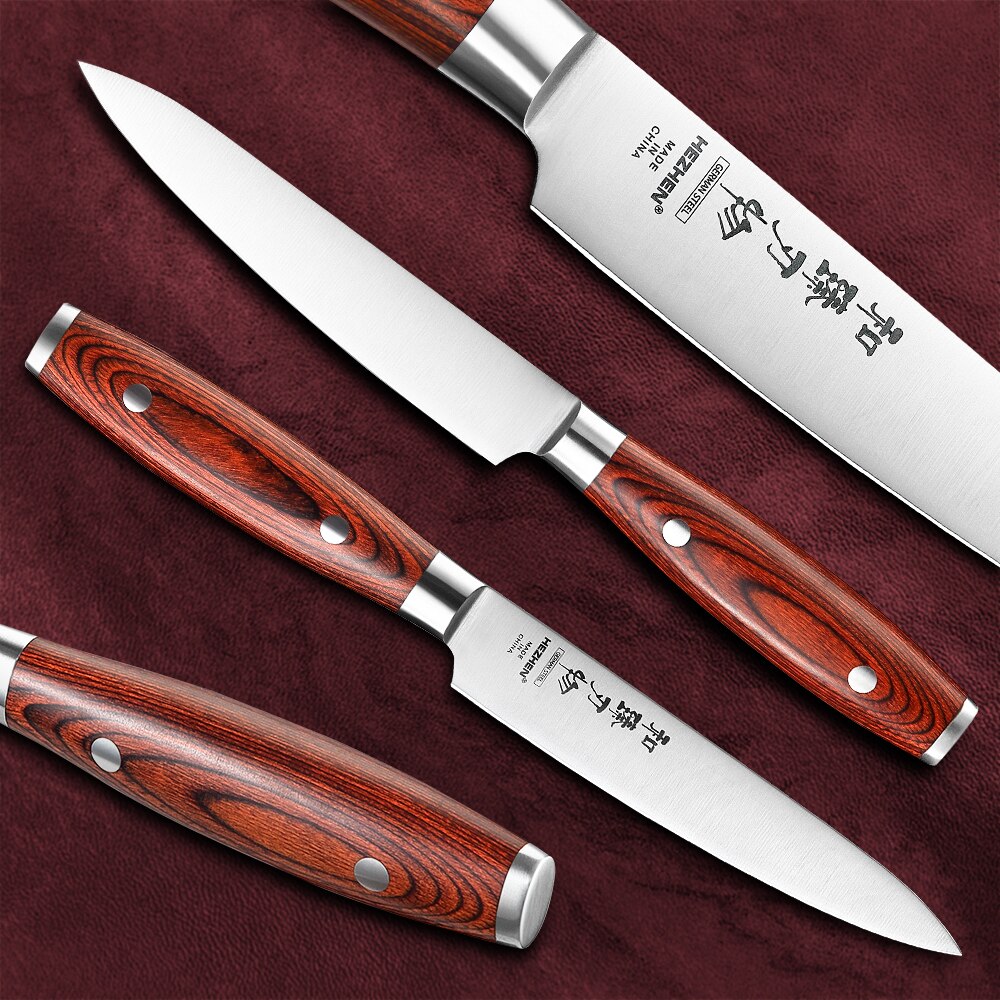 HEZHEN 1-3 Pieces Knife Set Pakka Wood Handle &... – Vicedeal
