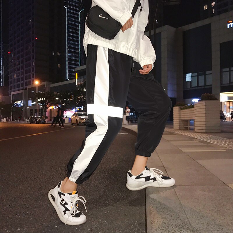 Men Reflective Strips Beam Foot Sports Pants Sprin... – Vicedeal
