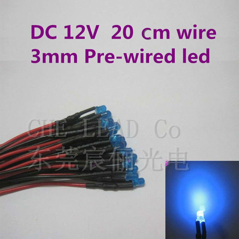 Orange Diffuse 3mm dip led Pre Wired led DC12V/24 ... – Vicedeal