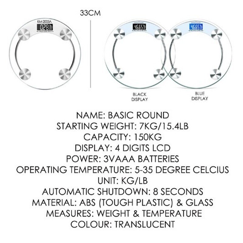 Sunshine Basic Round Weighing Scale (Translucent L... – Grandado