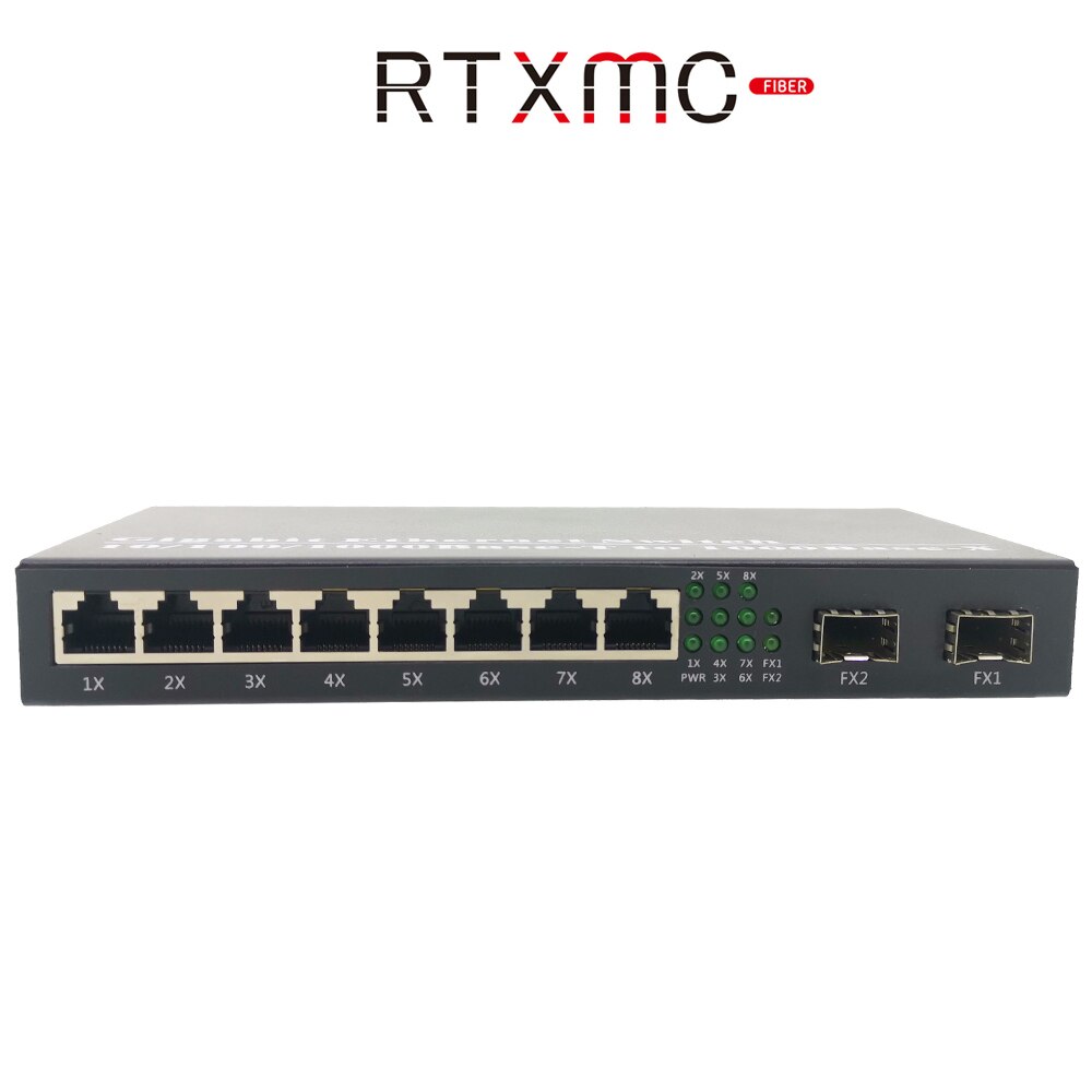 2SFP 8 Port RJ45 2G8E Gigabit Media Converter 10/1... – Grandado