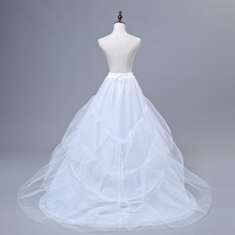 White Petticoat Train Crinoline Underskirt 3-Layer... – Vicedeal