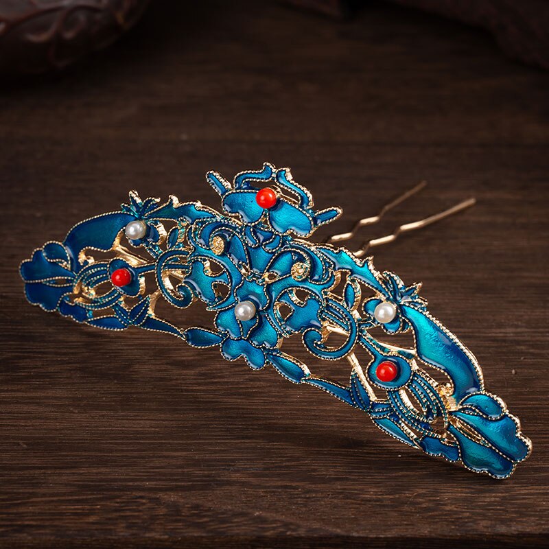 Blue Royal Hanfu Hair Crown Bridal Tiara Hair Crow... – Grandado