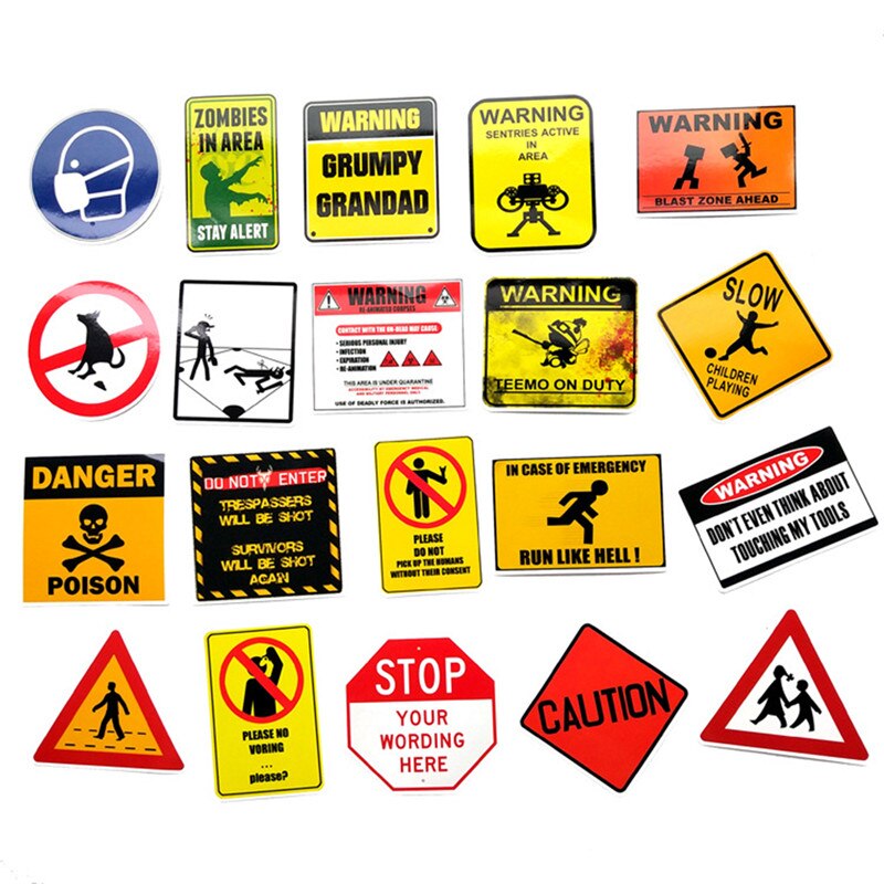 50 PCS Vinyl Car Sticker Warning Traffic Signs Spo... – Grandado