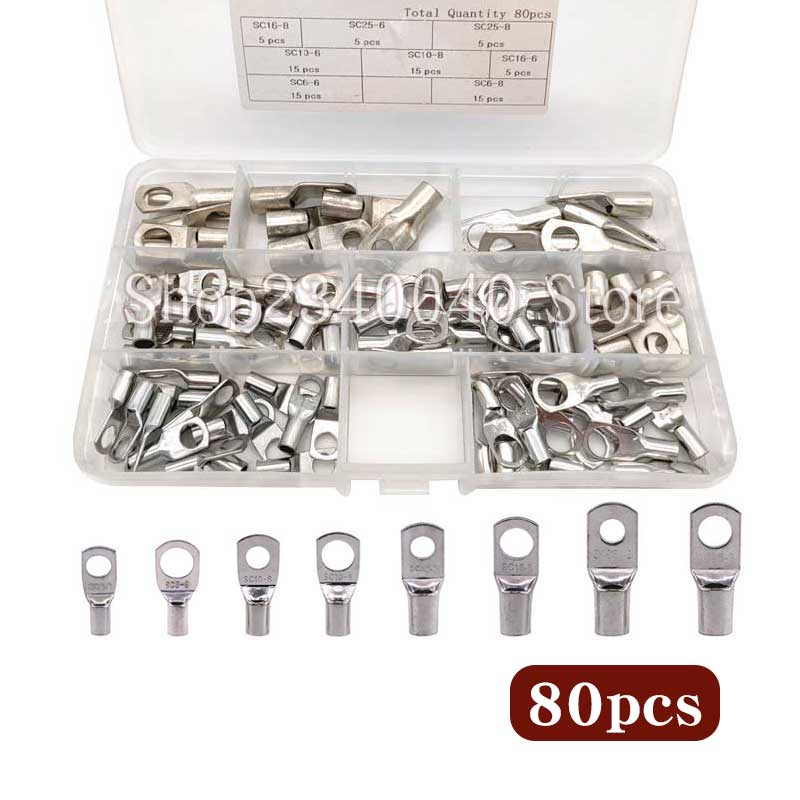 80Pcs Copper Cable Lug Kit Bolt Hole Tinned Cable ... – Grandado