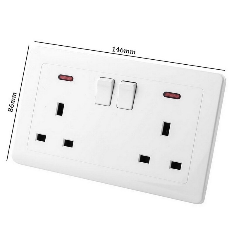 Double Wall UK Plug Socket 2 Gang 13A With 2 USB C... – Vicedeal