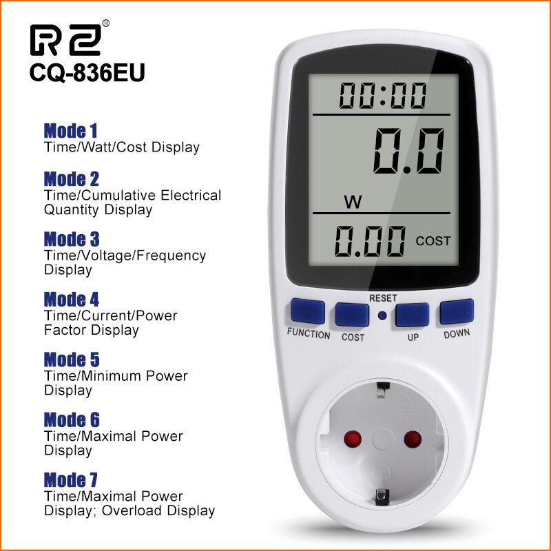 Rz Eu Plug Ac Power Meter 230V Digitale Voltage Wa... – Vicedeal