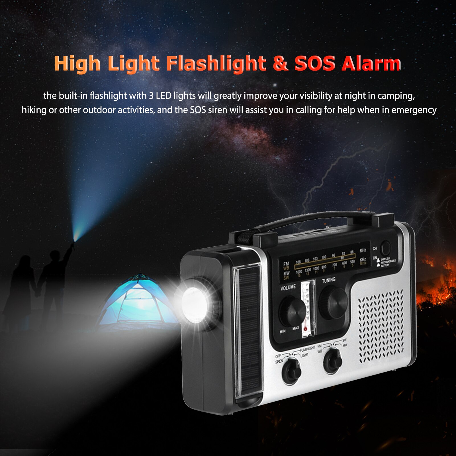 2000mAh Emergency Radio Hand Crank Solar Radio LED... – Grandado