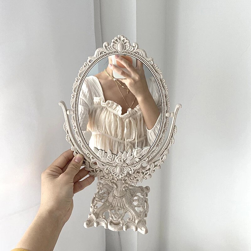 Nordic Silver Plastic Vintage Decorative Mirror Sm... – Grandado