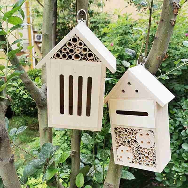 Bee House Attracts Peaceful Bee Pollinator Wooden ... – Vicedeal