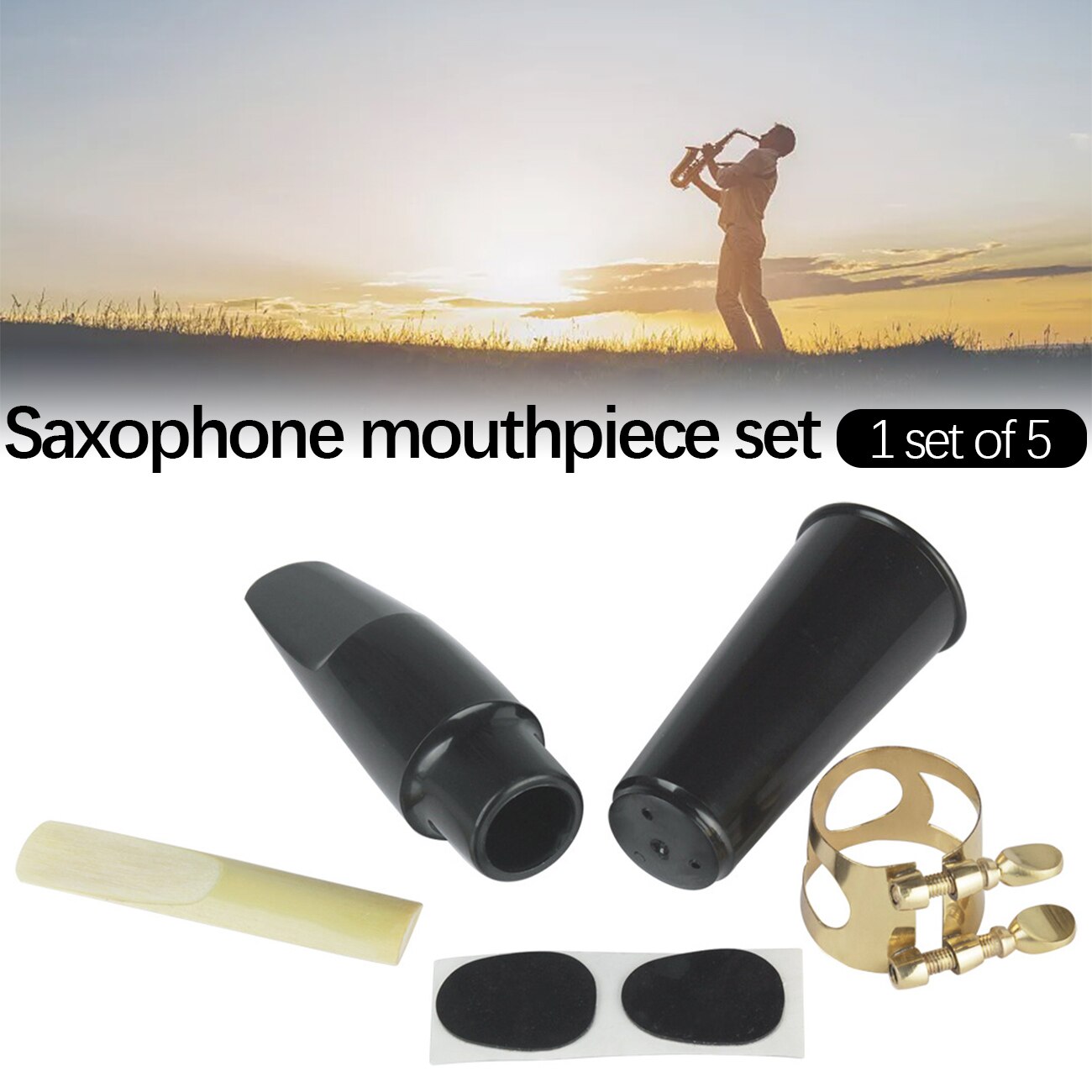 5 Stks/set Saxofoon Mondstuk + Clip + Clip Cap + R... – Vicedeal