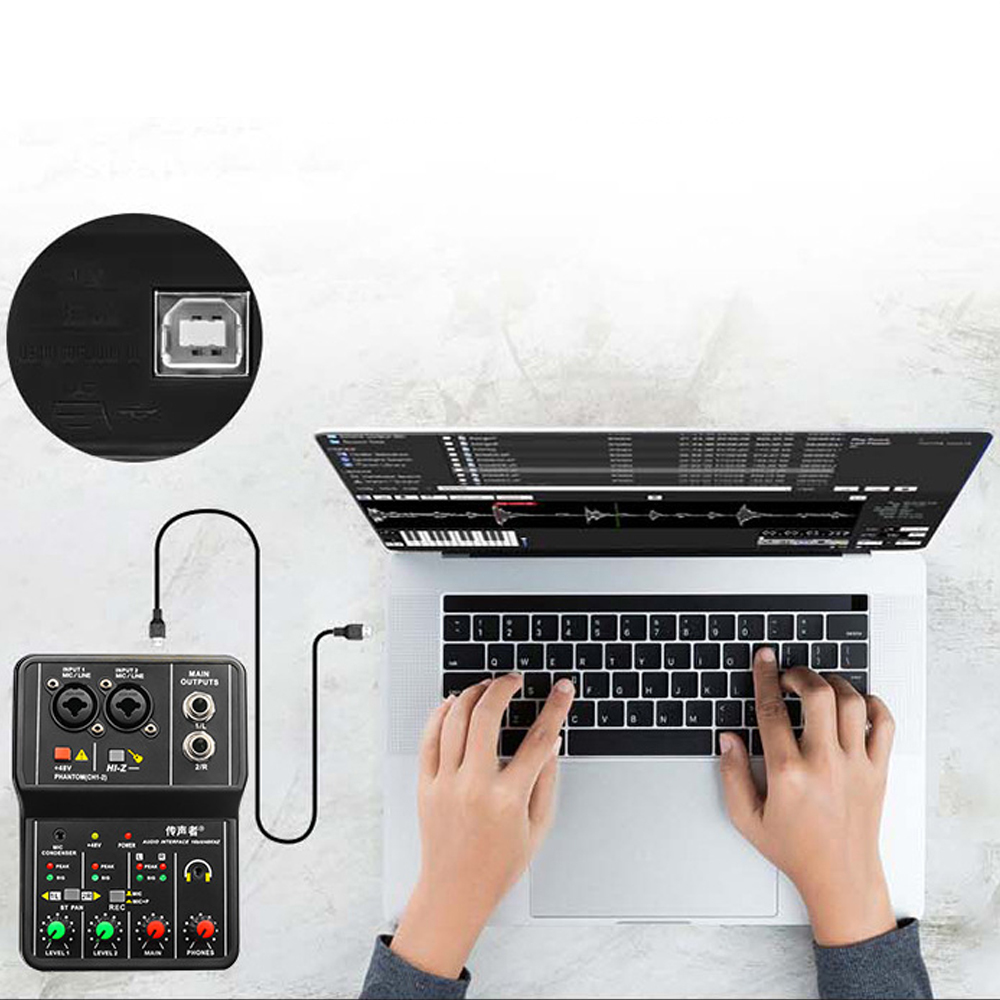 Audio Mixer 2 Kanalen Sound Mixing Console Usb Rec... – Vicedeal