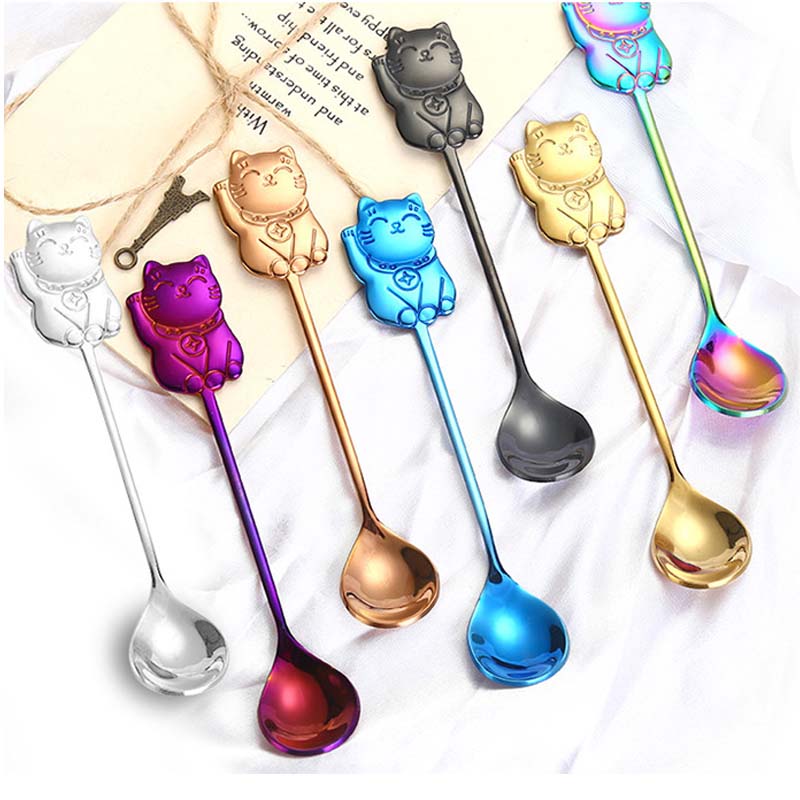 Super Leuke Lucky Cat Lepel Rvs 304 Koffie Thee Le... – Vicedeal
