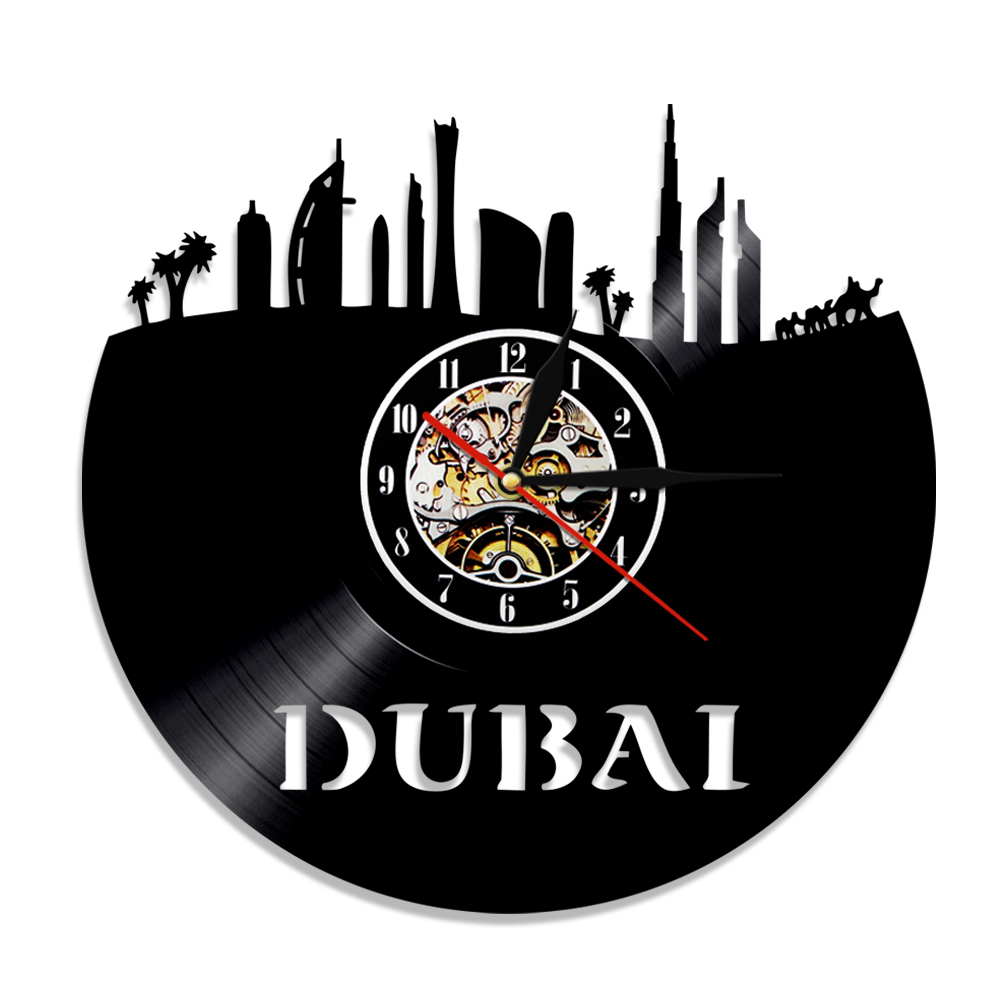 Dubai Skyline Wall Clock United Arab Emirates Vint... – Grandado