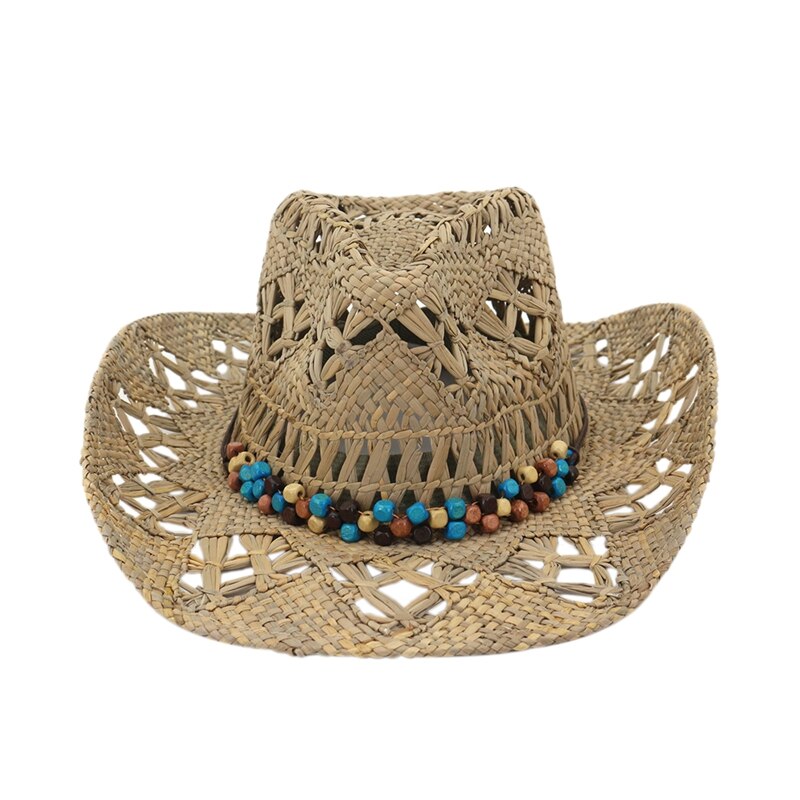 -Natural Straw Hat Western Cowboy Hat Ladies Men'S... – Grandado
