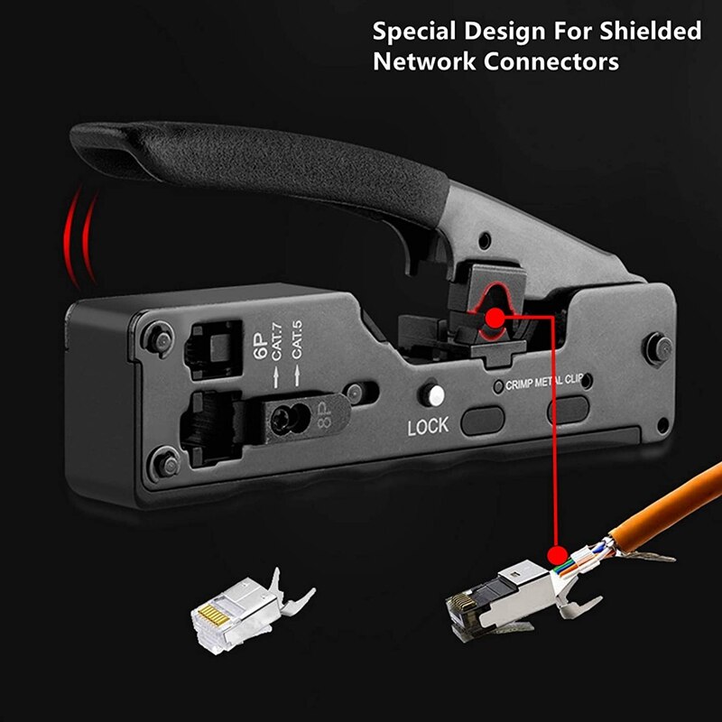 Crimpadora Modular CAT5 CAT6A CAT7 (negro) con Kit... – Grandado